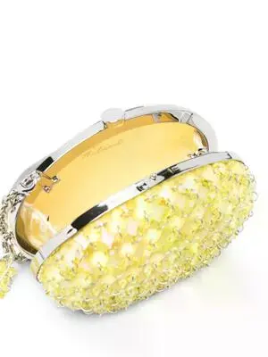 SELF-PORTRAIT Crystal-embellished Chain-link Clutch Bag - Yellow