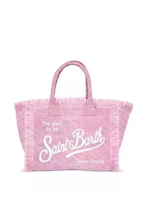 MC2 SAINT BARTH Linen Vanity Bag With Fringe Trim - Pink