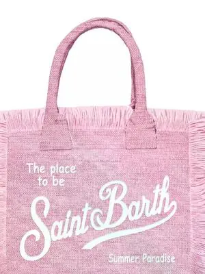 MC2 SAINT BARTH Linen Vanity Bag With Fringe Trim - Pink