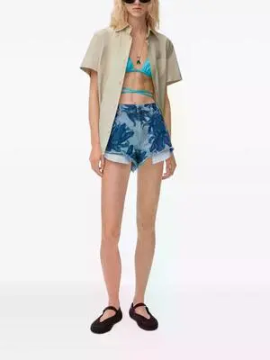 Loewe Floral Print Frayed Hem Shorts - Blue