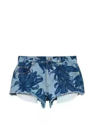 LOEWE LOEWE Floral Print Frayed Hem Shorts