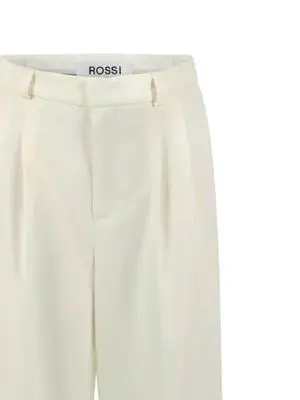ROSSI Cream Pleated Wide-leg Trousers