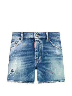 Dsquared2 Distressed Paint-splatter Shorts - Blue