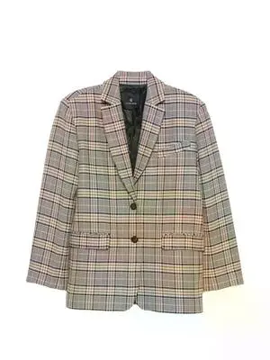 ANINE BING Quinn Check-pattern Single-breasted Blazer - Neutrals