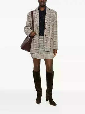 ANINE BING Quinn Check-pattern Single-breasted Blazer - Neutrals