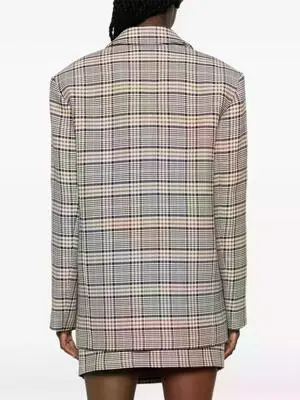 ANINE BING Quinn Check-pattern Single-breasted Blazer - Neutrals