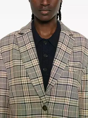 ANINE BING Quinn Check-pattern Single-breasted Blazer - Neutrals