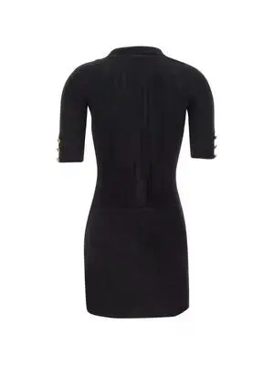 Elisabetta Franchi Button-detail Tie-neck Dress - Black