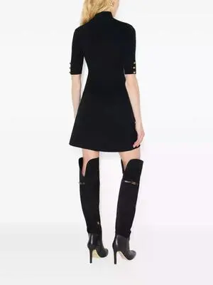 Elisabetta Franchi Ribbed Knit Tie-neck Dress With Button Details