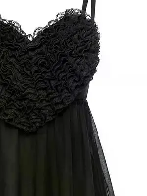 Dsquared2 Silk Ruffled Sweetheart Neck Mini Dress - Black