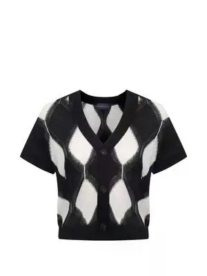 Lorena Antoniazzi Argyle Knit Short-sleeve Cardigan