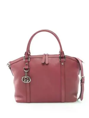 Gucci Interlocking G Leather Two-way Handbag - Red