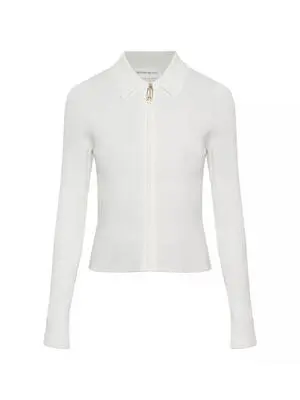 Victoria Beckham Mila Ribbed Zip-up Top - White