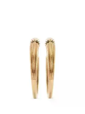 Victoria Beckham Tone Ribbed Cufflink Hoop Earrings - Gold