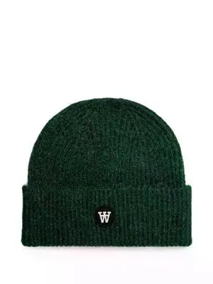 Wood Wood Logo-patch Ribbed Beanie Hat - Green