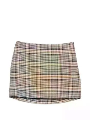 ANINE BING Check Pattern Mini Skirt - Neutrals