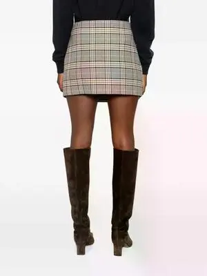 ANINE BING Check Pattern Mini Skirt