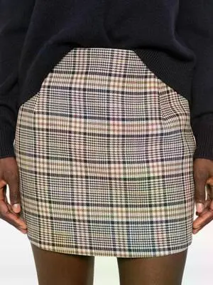 ANINE BING Check Pattern Mini Skirt