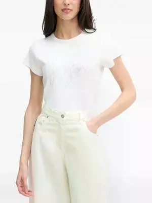 JOOP! Tineta Rhinestone-logo Ribbed T-shirt - White