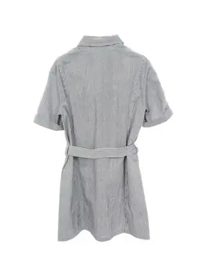 Celine Striped Cotton Mini Dress With Belt - Blue