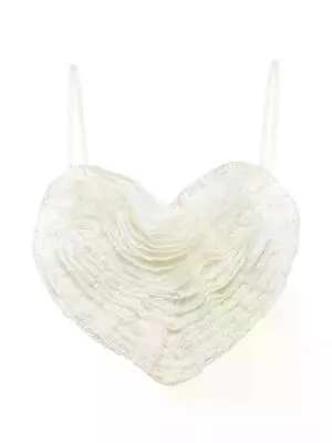 Dsquared2 Heart-shaped Ruffled Lace Top - White