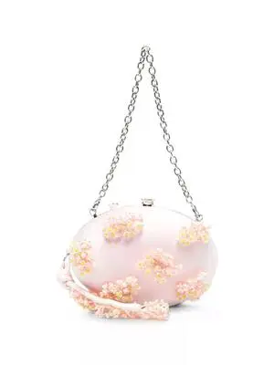SELF-PORTRAIT Floral-embellished Clutch Bag - Pink