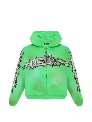 HELLSTAR Graffiti-print Zip-up Hoodie - Green