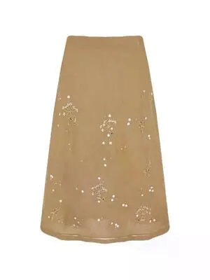Lorena Antoniazzi Embroidered Elasticated-waist Midi Skirt - Neutrals