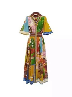 ALEMAIS Alemas Graphic-print Button-down Maxi Dress - Yellow