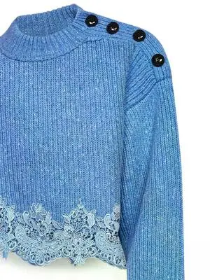 Chloé Lace-trim Button-shoulder Sweater