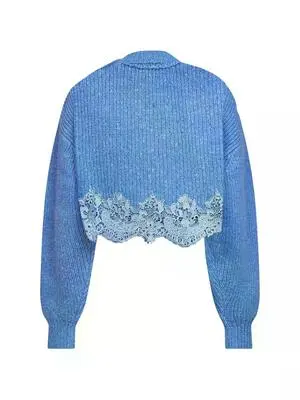 Chloé Lace-trimmed Button-shoulder Cropped Sweater