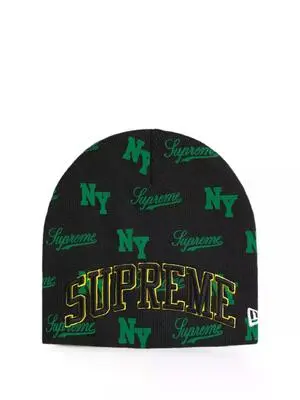 Supreme X New Era Monogram-pattern Beanie Hat - Black