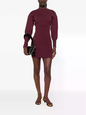 ANINE BING Imane Ribbed-knit Long-sleeve Mini Dress - Red
