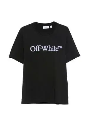 Off-White Logo-embroidered Cotton T-shirt - Black