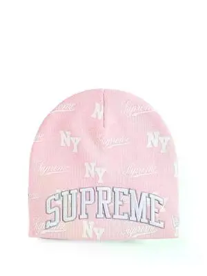 Supreme X New Era Monogram-pattern Beanie Hat - Pink