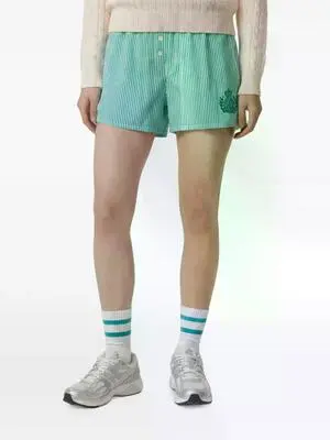 SPORTY & RICH Crest Striped Cotton Shorts