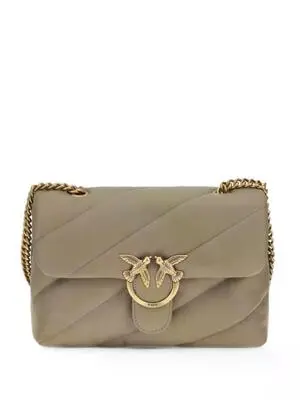 Pinko Medium Love Bag Quilted Leather Shoulder Bag - Grey