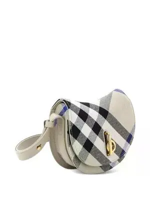 Burberry Rocking Horse Shoulder Bag Check Jacquard With Leather Mini Crossbody Bag - Neutrals