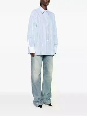 VICOLO Vertical-stripe Contrast-cuff Shirt