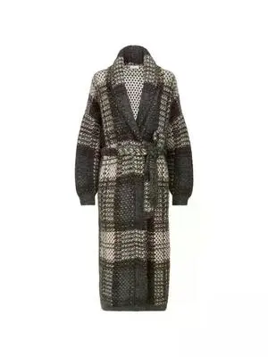 Brunello Cucinelli Dazzling Tartan Double Knit Coat - Brown