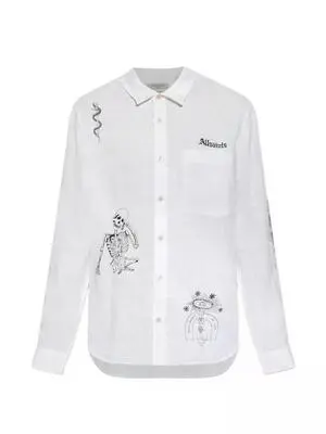 ALLSAINTS Terror Graphic-print Linen Shirt - White