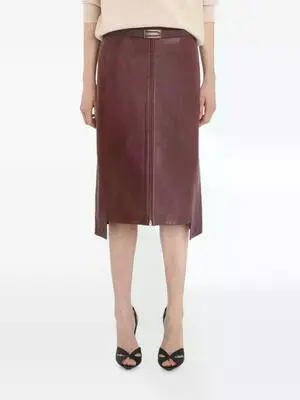 Victoria Beckham Leather Asymmetric Midi Skirt - Red