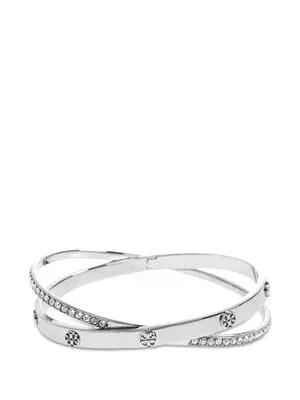 Tory Burch Crystal-embellished Crossover Bracelet - Silver