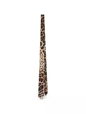 Dolce & Gabbana Leo-print Silk Twill Tie - Neutrals