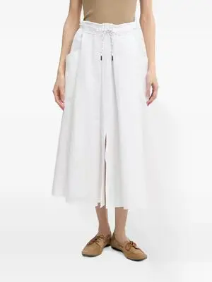 BENETTON Midi Skirt With Drawstring Waist - White