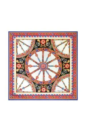 Dolce & Gabbana 70x70 Carretto-print Silk Twill Scarf - White