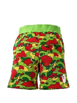 A BATHING APE Camouflage Print Elasticated Waist Shorts - Green