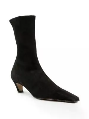 Khaite Arizona Pointed-toe Suede Ankle Boots - Black