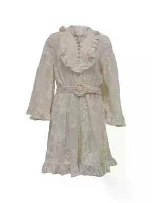 Zimmermann Tiggy Ruffled Lace Mini Dress - Neutrals