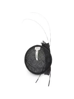 Giorgio Armani Spiral-print Feathered Fascinator Hat - Black